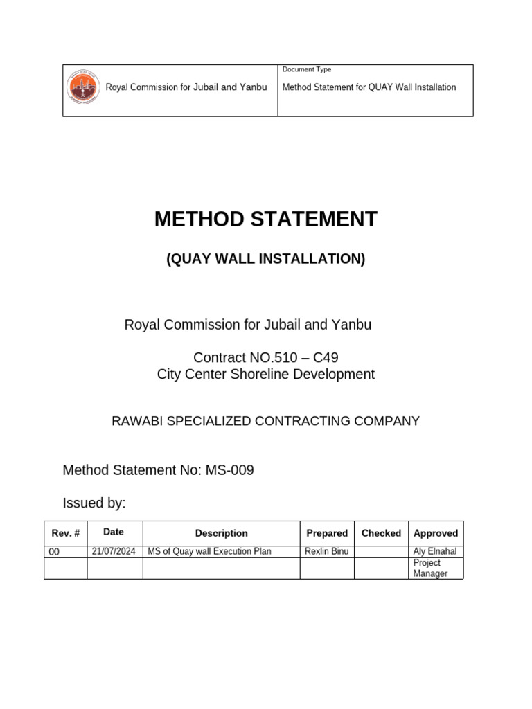 Quay Wall Execution Plan-R1 | PDF