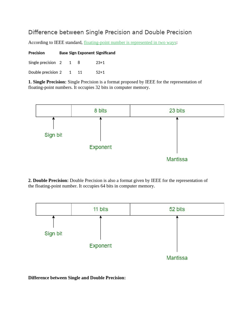 Single vs Double Precision Explained | PDF | Theory Of Computation ...