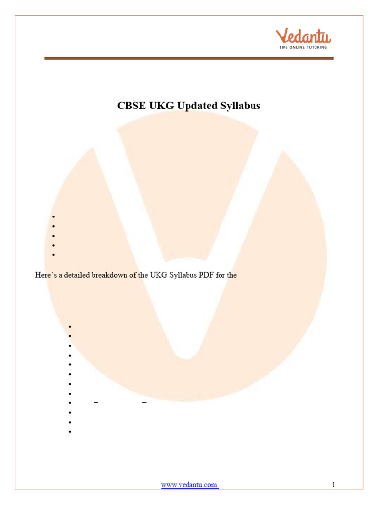 CBSE UKG Syllabus 2024-25 - Revised PDF Download | PDF
