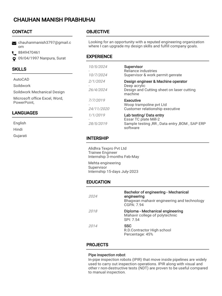 Manish Chauhan CV Update | PDF