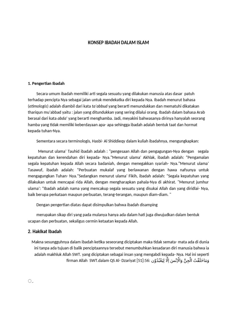 Konsep Ibadah Dalam Islam | PDF