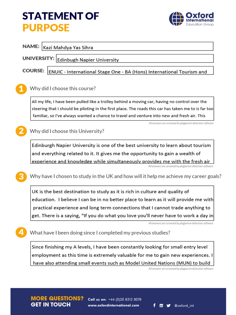 SOP Form 2 (927) (1) | PDF