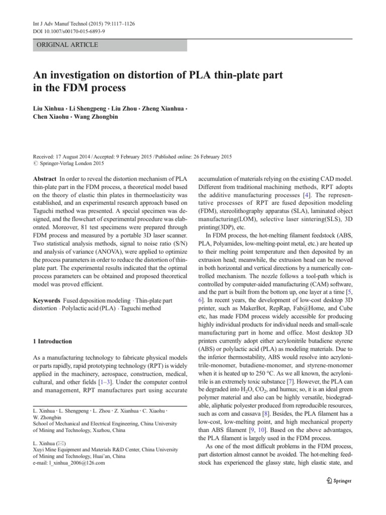 An Investigation On Distortion of PLA Thin-Plate Part in The FDM ...