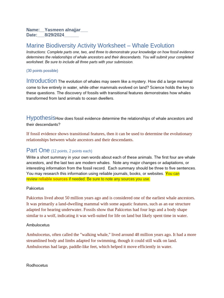Biodiversity - Activity - Worksheet Solved | PDF