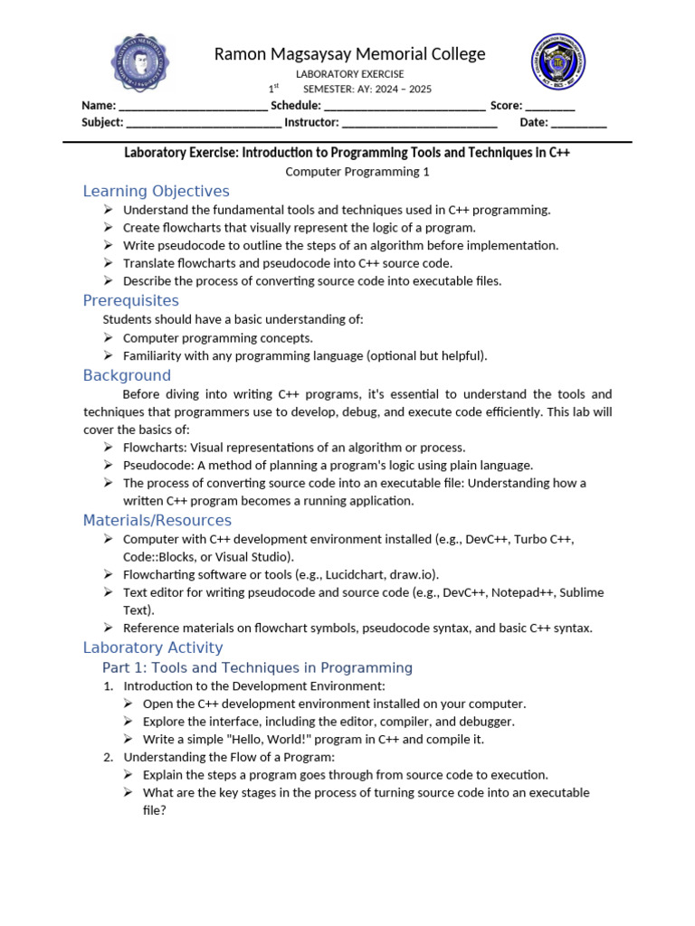 Laboratory 1-1 | PDF