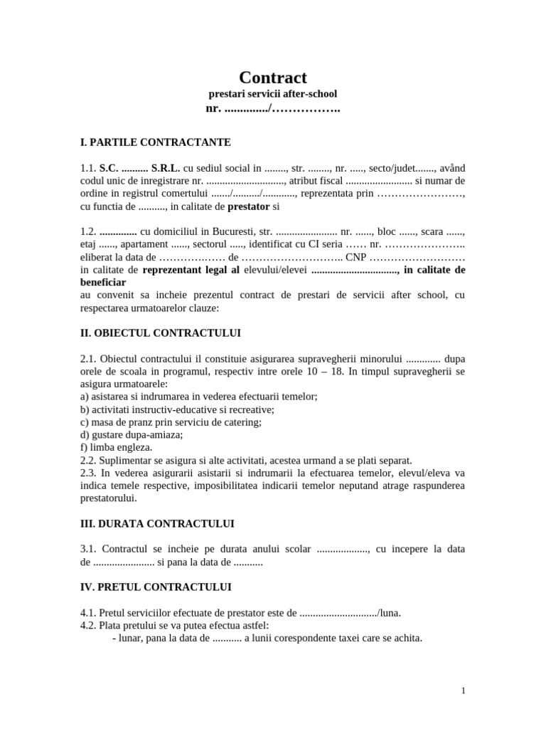 92 - Contract After School | PDF