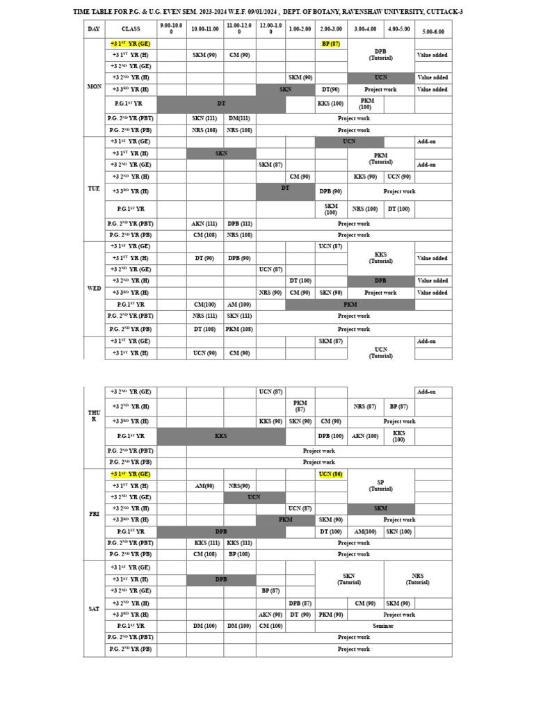 Time Table | PDF