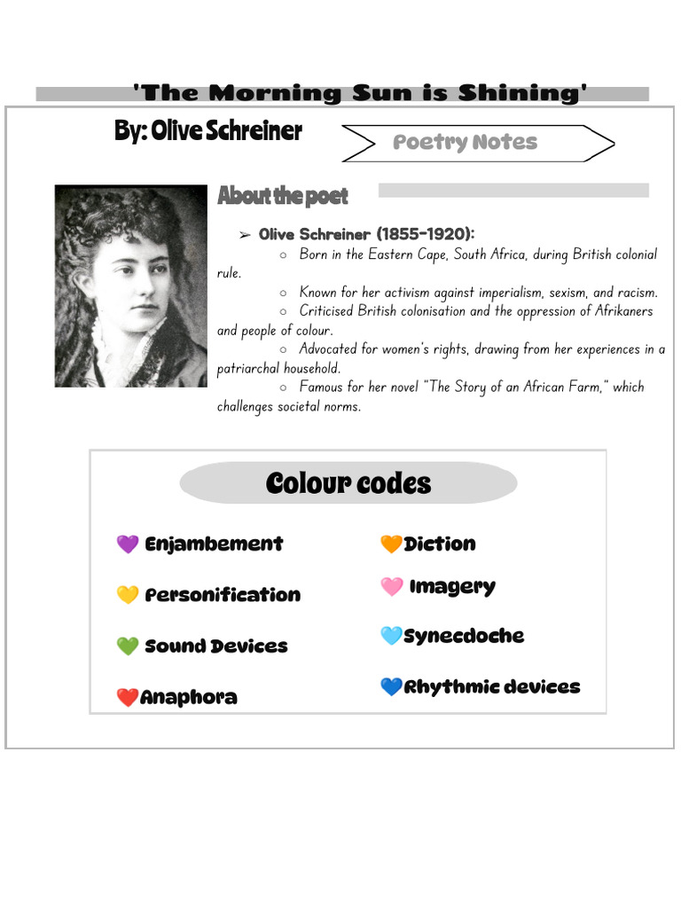 'The Morning Sun Is Shining' by Olive Schreiner | PDF