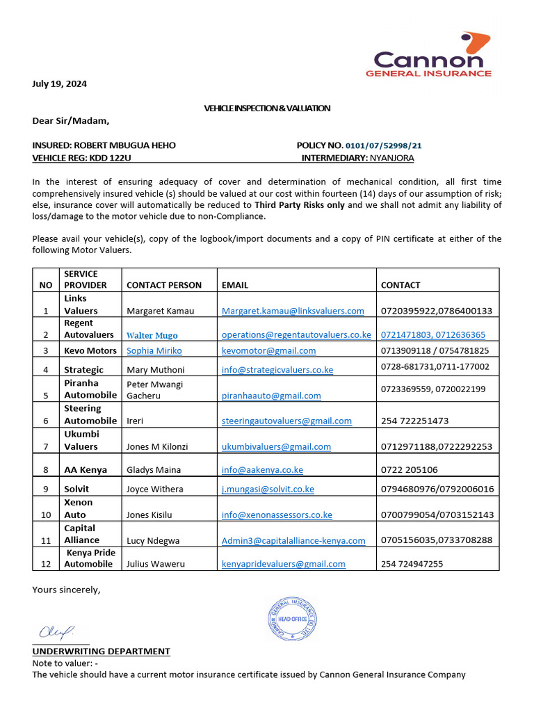 Valuation Letter - KDD 122u | PDF