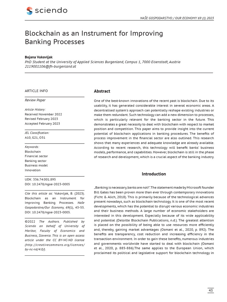 Blockchain As An Instrument For Improving Banking | PDF