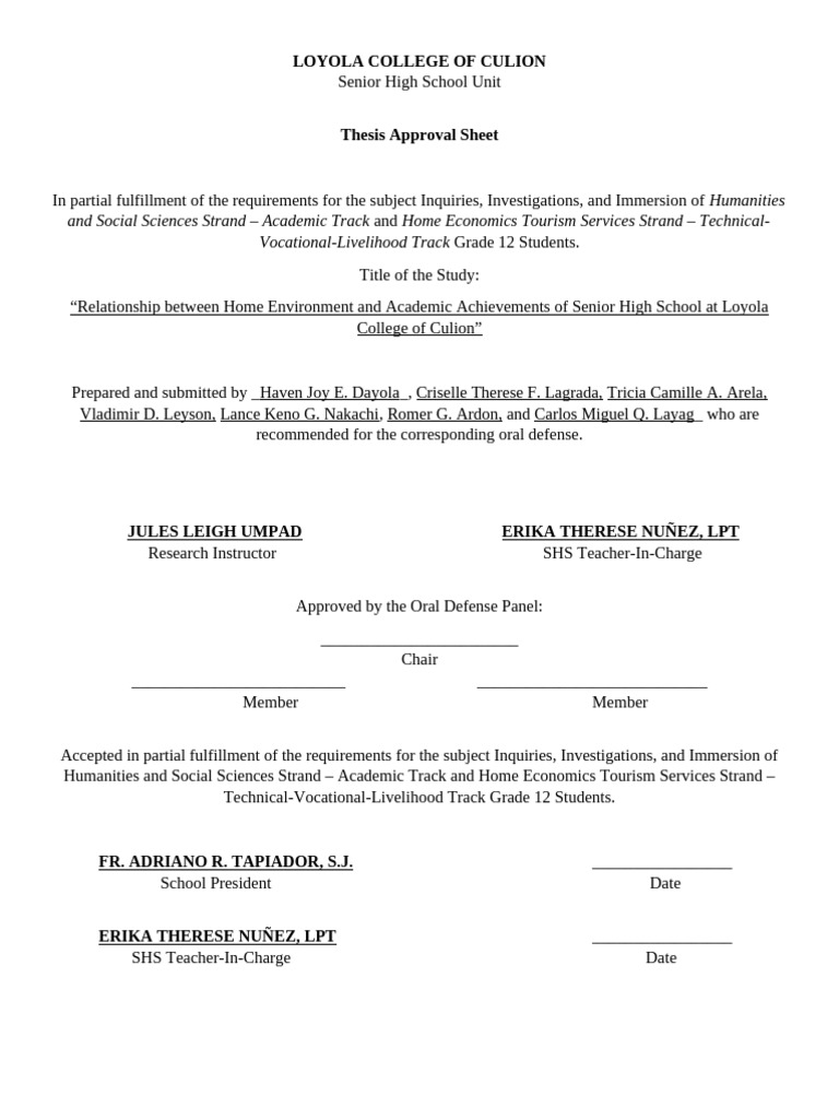 Thesis Approval Sheet | PDF