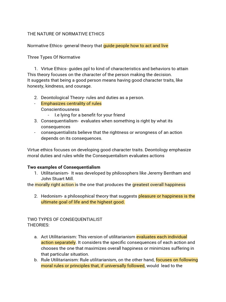 The Nature of Normative Ethics | PDF