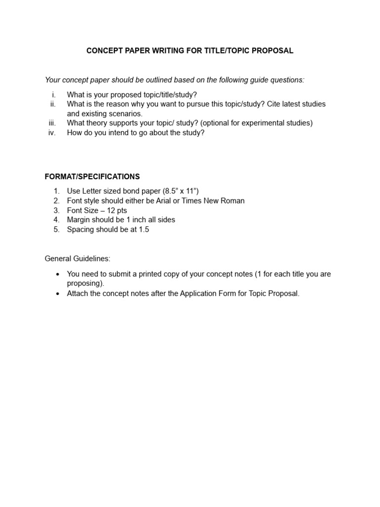 Concept Paper Writing For Topic Proposal | PDF