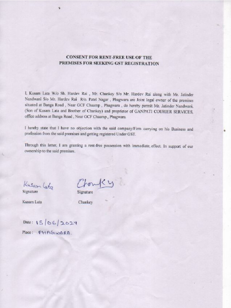Ganpati Consent Letter | PDF