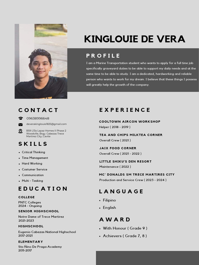 Modern Grey Resume | PDF