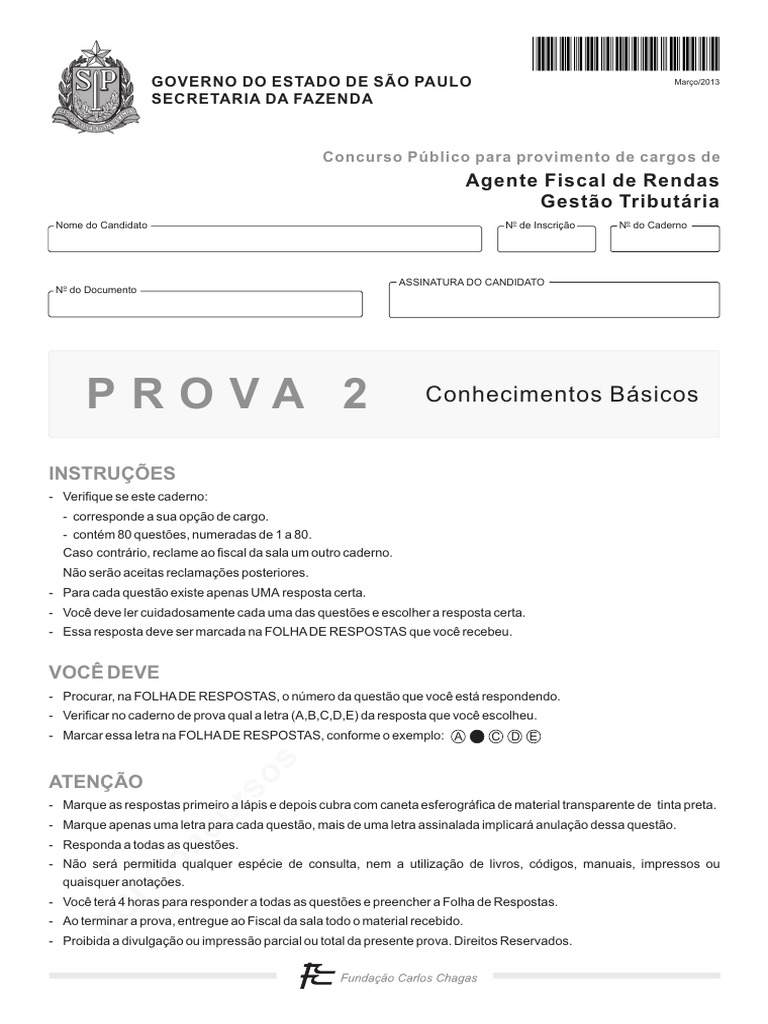 Conhec Basicos Prova a01 Tipo 001 | PDF