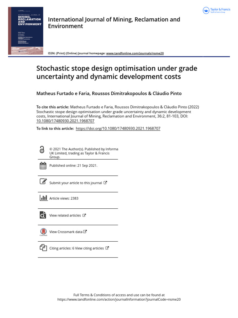 Stochastic Stope Design Optimisation Under Grade Uncertainty and Dynamic Development Costs | PDF ...