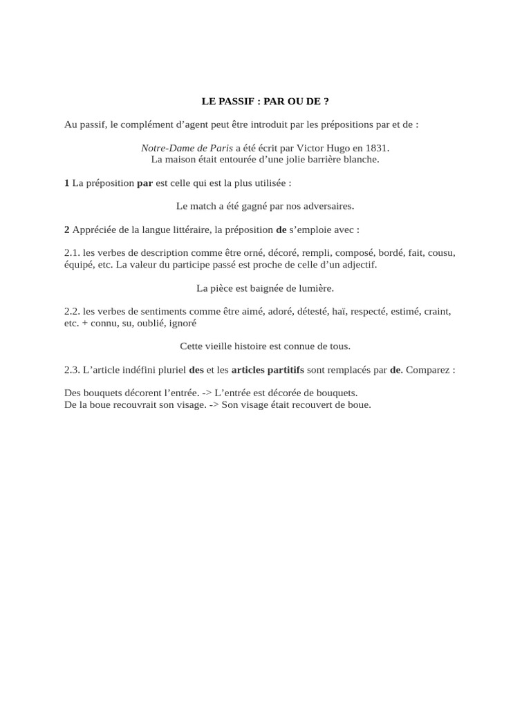 Par Ou de - Voix Passive | PDF