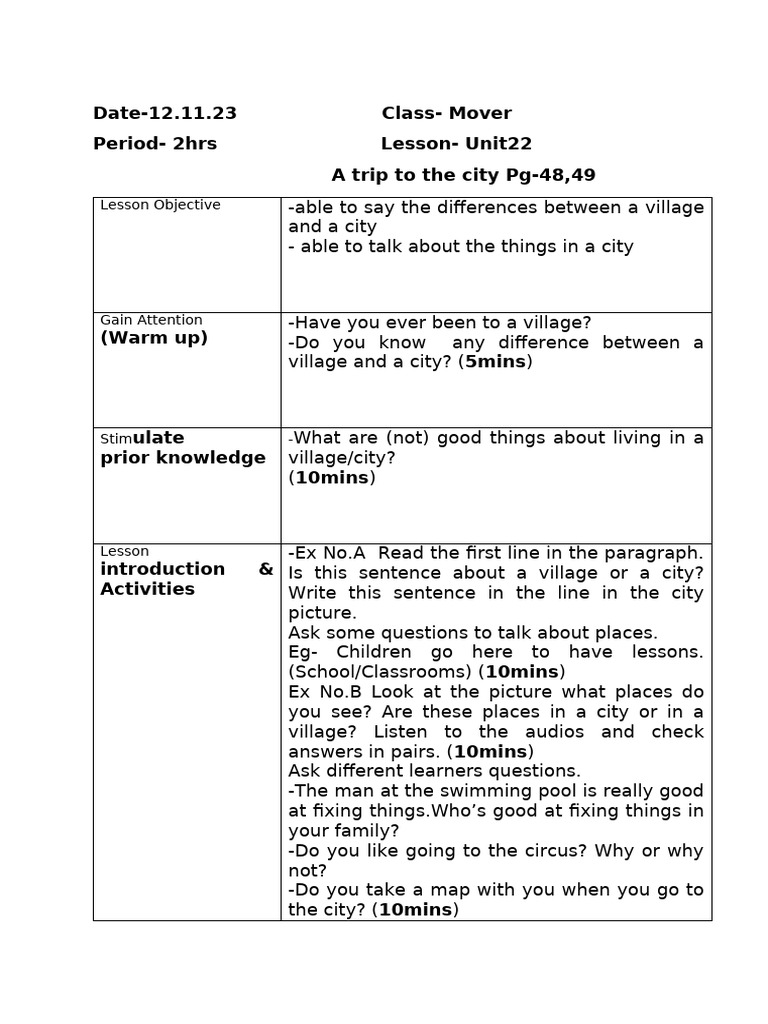 Unit-22 Lesson Plan | PDF