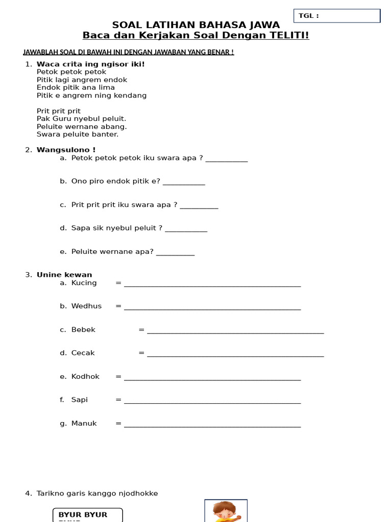 Bahasa Jawa Kelas 1 SD BAB 1 | PDF