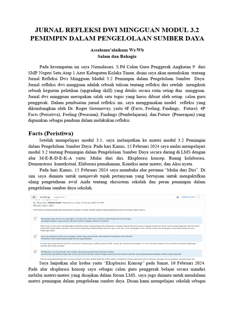 Jurnal Refleksi Dwi Mingguan Modul 3.2 | PDF