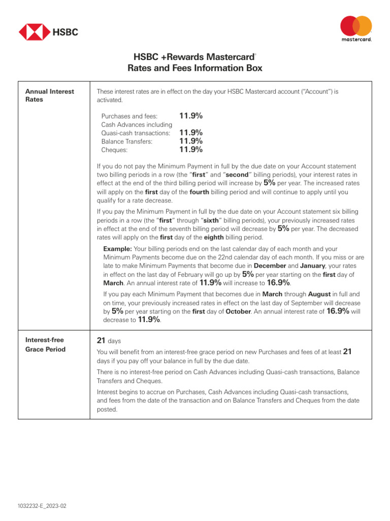 HSBC Plus Rewards Rates and Fees en | PDF