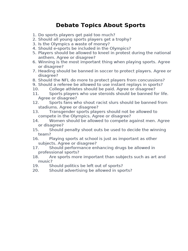 Debate Topics About Sports | PDF