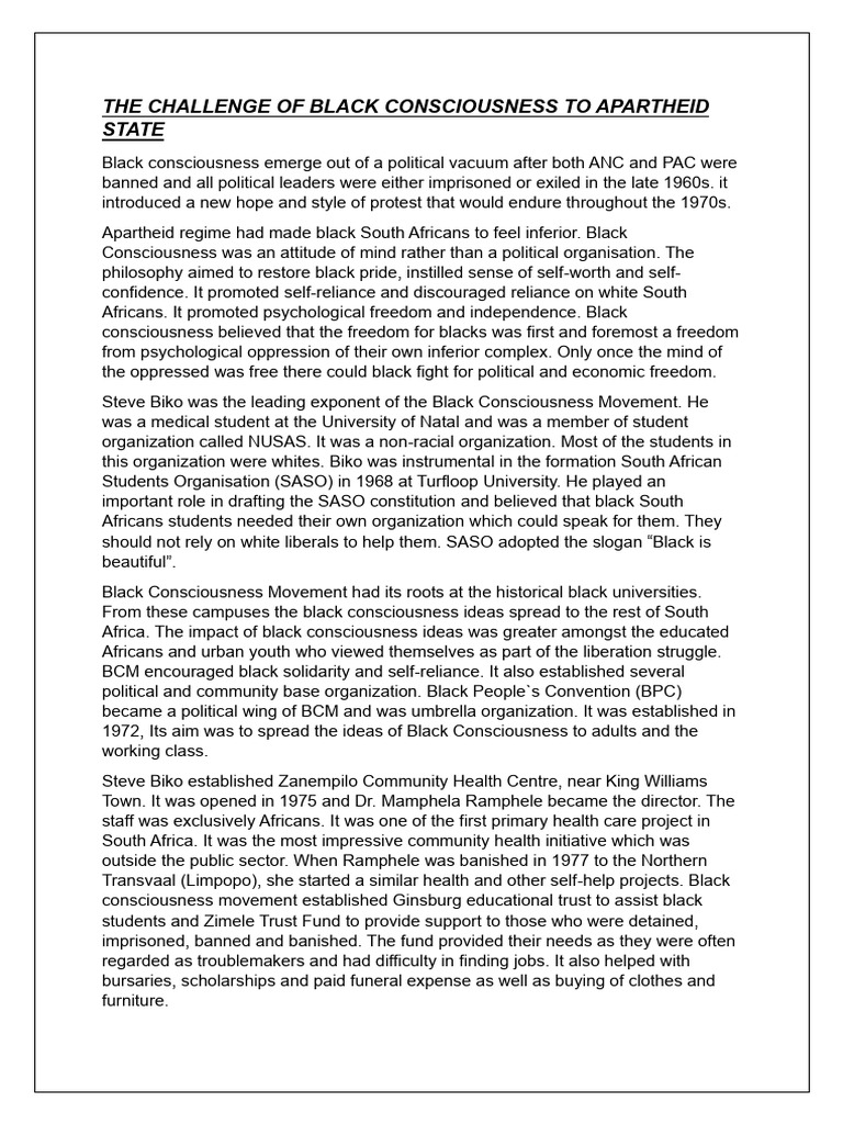 The Challenge of Black Consciousness To Apartheid State | PDF