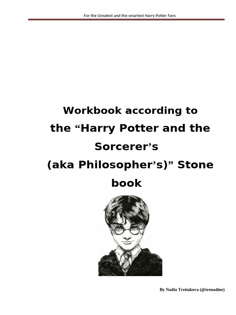 Harry Potter and The Sorcerers Stone Workbook Worksheet Templates ...