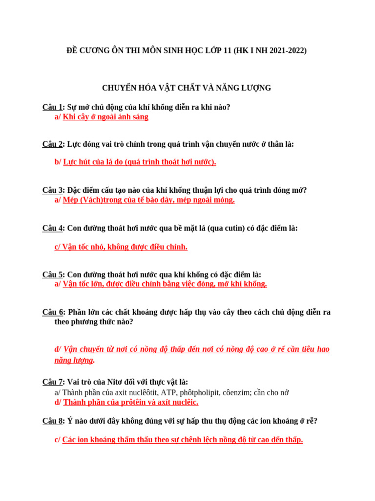 FILE - 20220119 - 215250 - DE CUONG ON THI HKI Có Đáp Án | PDF