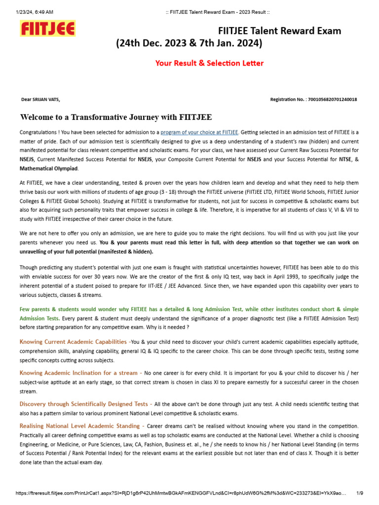 FTRE 2023 Srijan | PDF | University And College Admission | Career & Growth