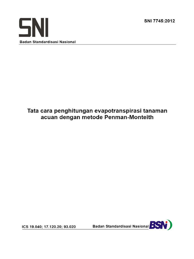 Tata Cara Penghitungan Evapotranspirasi Tanaman Acuan Dengan Metode Penman-Monteith - PDF | PDF