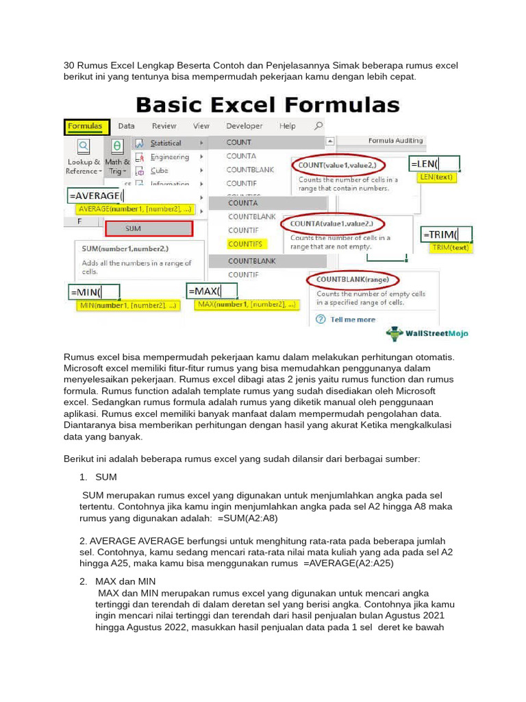 30 Rumus Excel Lengkap Beserta Contoh Dan Penjelasannya Simak Beberapa Rumus Excel Berikut Ini ...