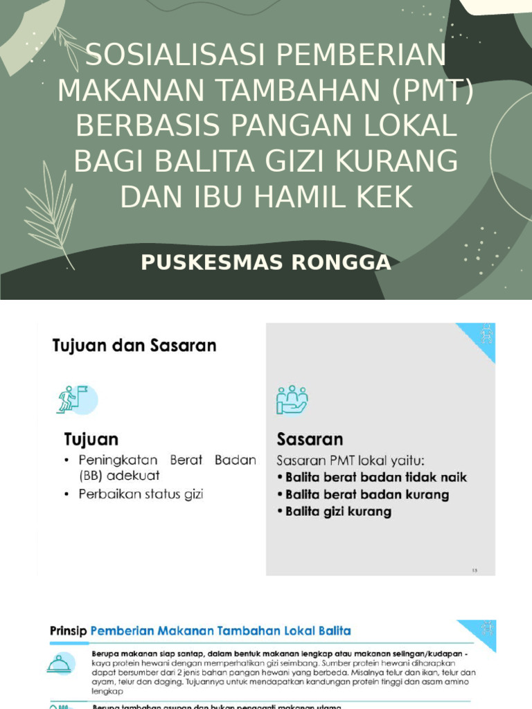 Materi Sosialisasi PMT Lokal 2024 PKM Rongga | PDF
