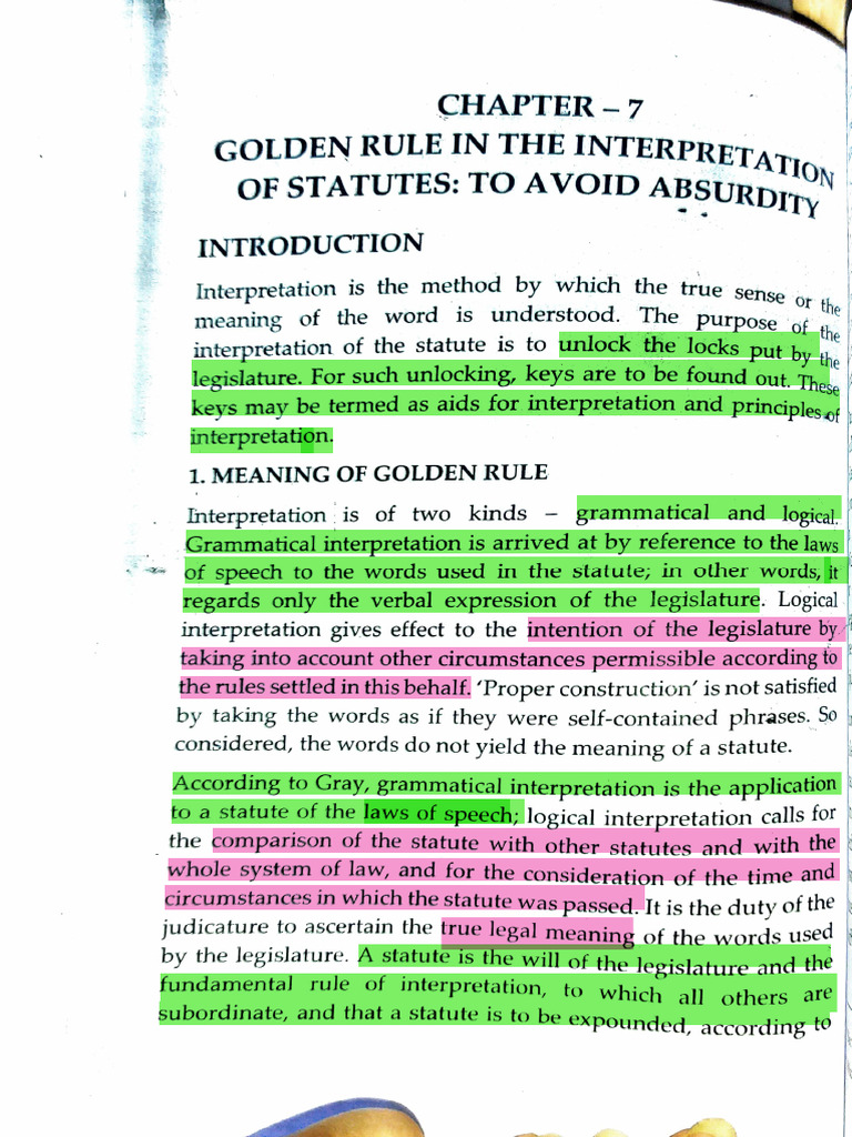 Golden Rules Interpretation of Statutes | PDF | Statutory ...