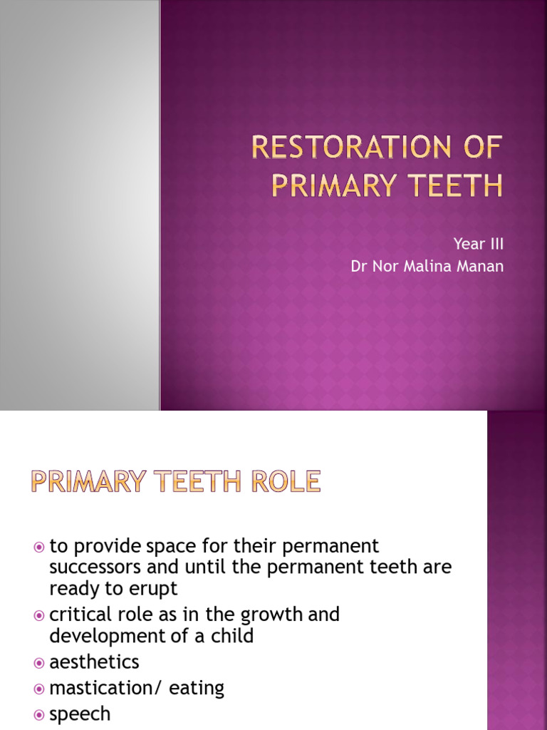 1.5 Restoration of Primary Teeth | PDF