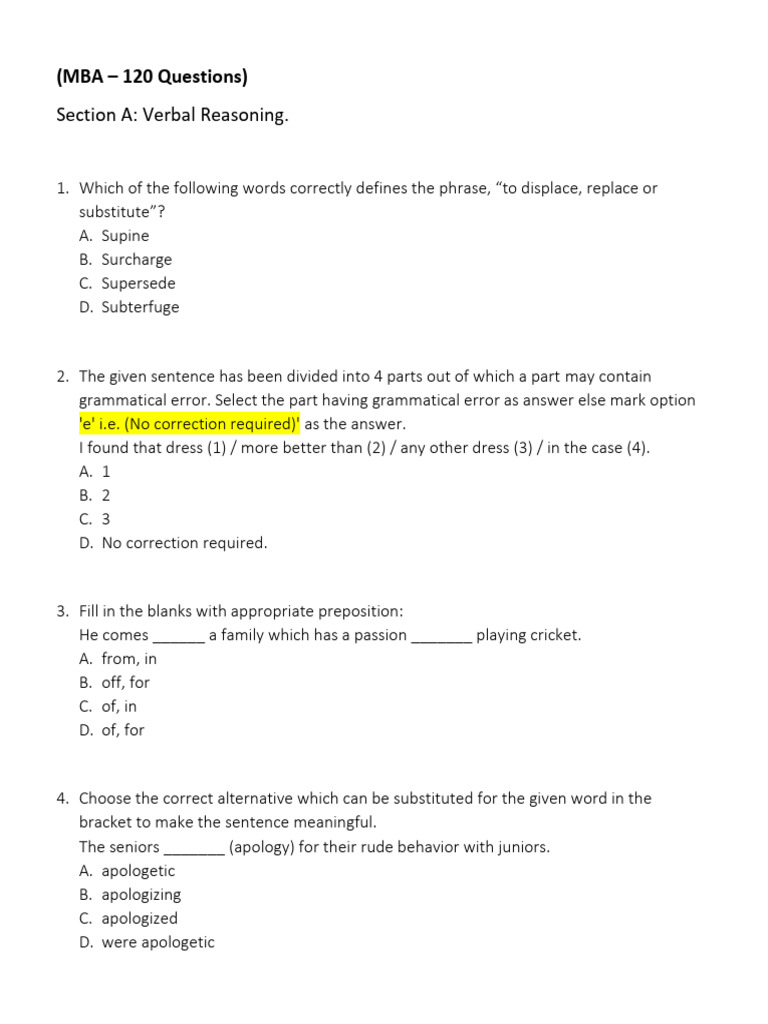 SET A MBA Question Paper | PDF | Indian Black Money | Inflation