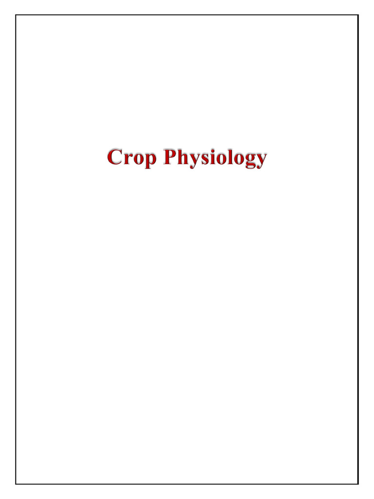 Crop Physiology | PDF