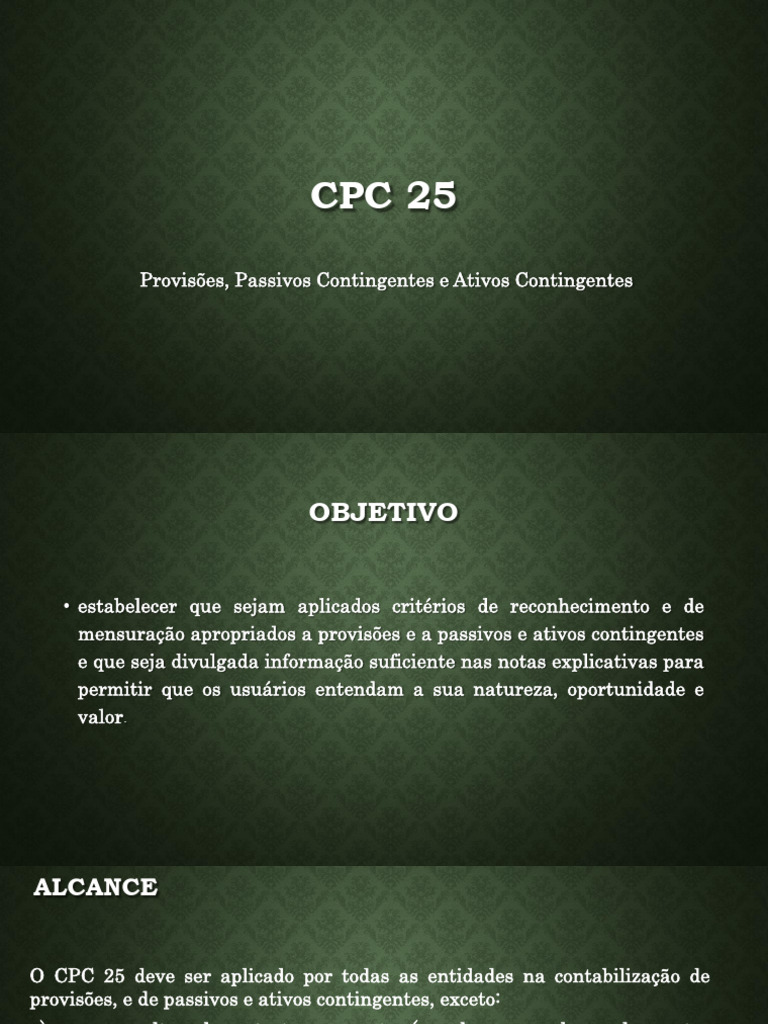 CPC 25 - Apresentação | PDF