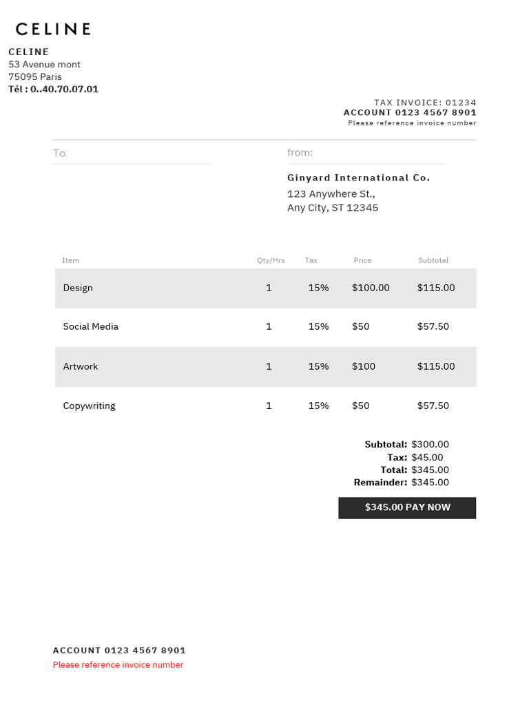 Facture Celine | PDF