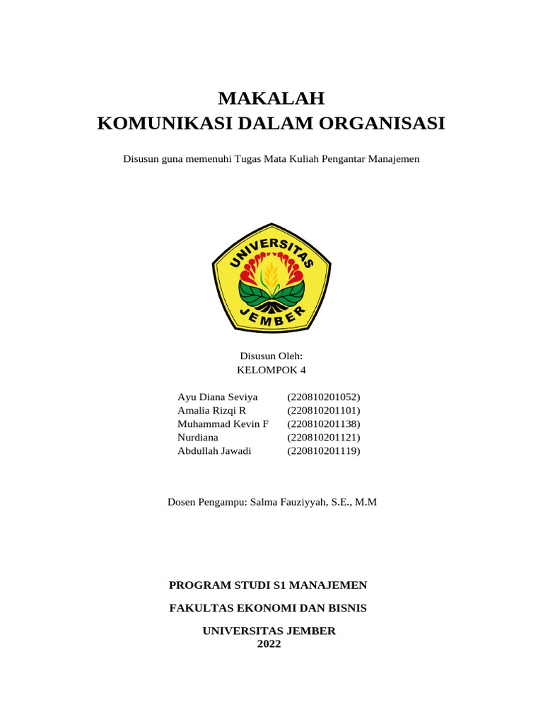 KEL 4-MAKALAH KOMUNIKASI ORGANISASI - Rvs | PDF KEL 4-MAKALAH KOMUNIKASI ORGANISASI - Rvs | PDF