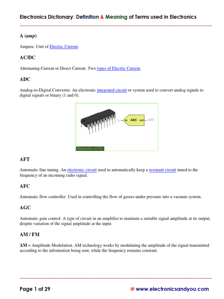 Electronics Terms Dictionary | PDF | Electronics | Amplifier