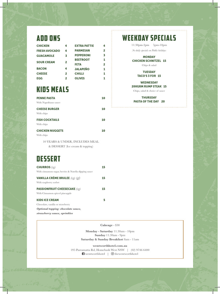 Wenty Menu 2022 | PDF