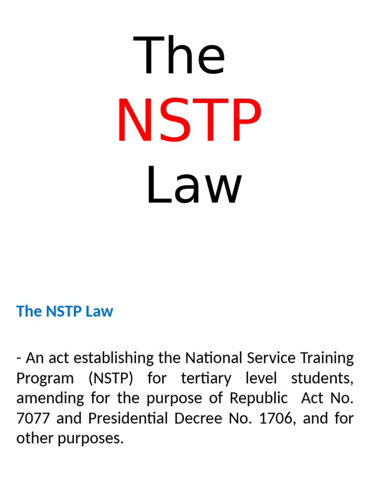 1st Session The NSTP Law | PDF