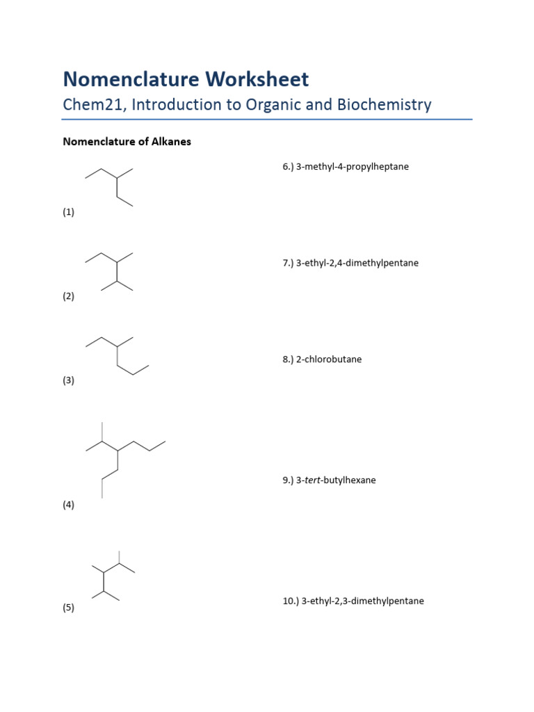 21 Nomenclatureworksheet | PDF