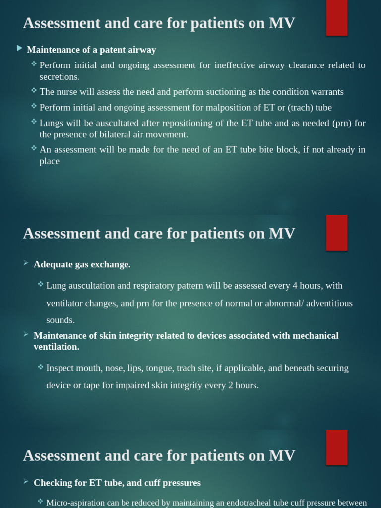 Assessment and Care for Patients on MV | PDF