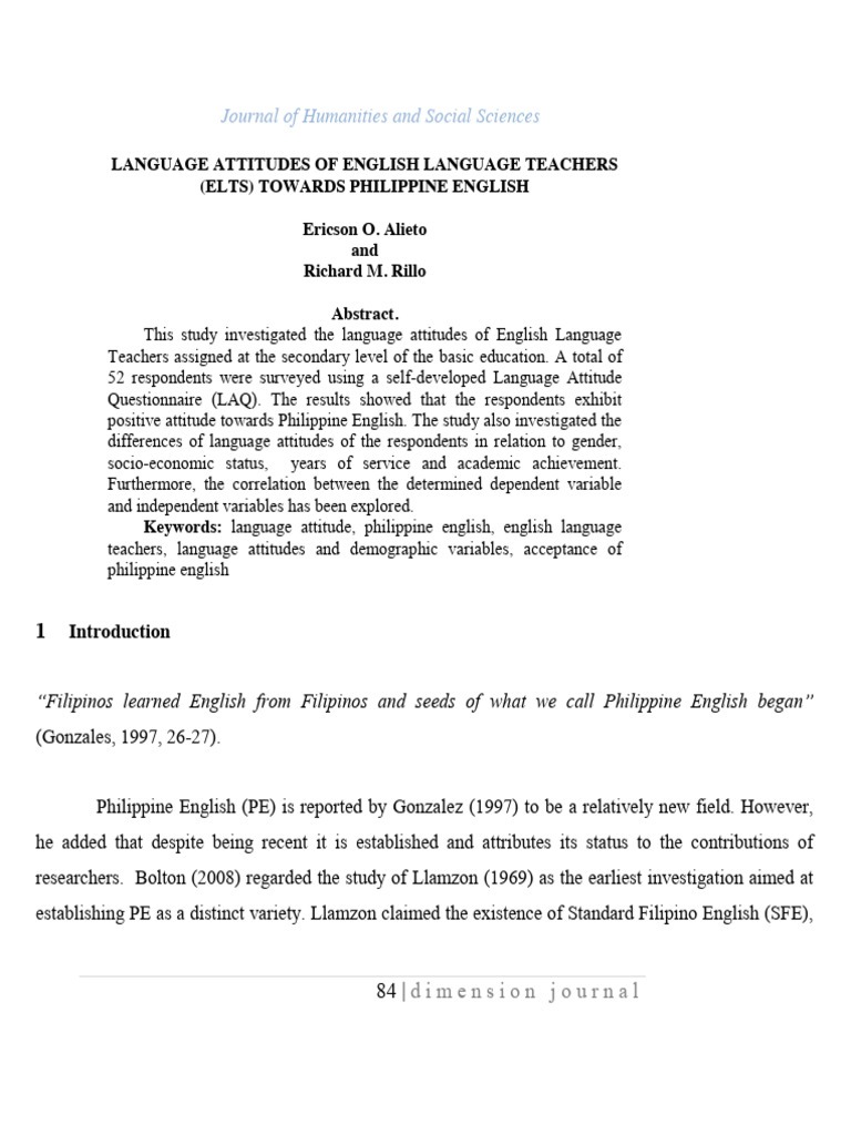 Language Attitudes of English Language T | PDF
