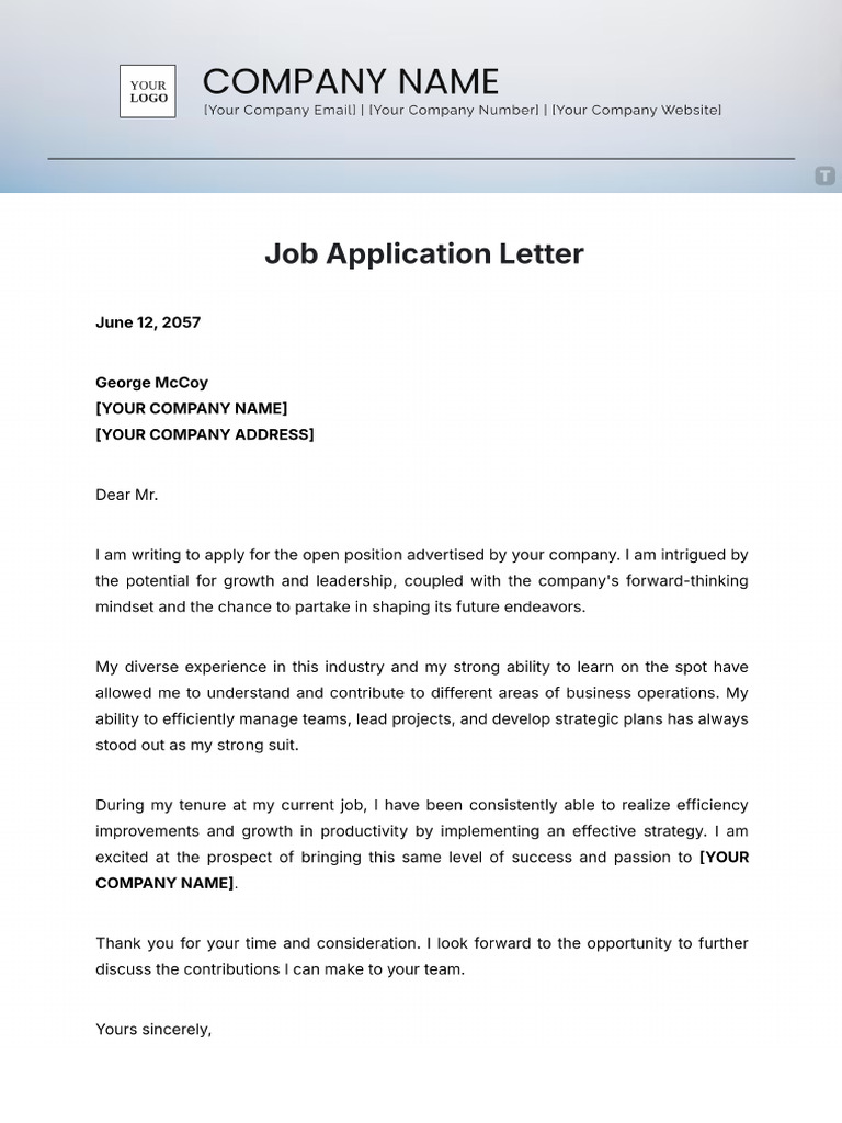 FREE Job Application Letter Templates & Examples - Edit Online ...