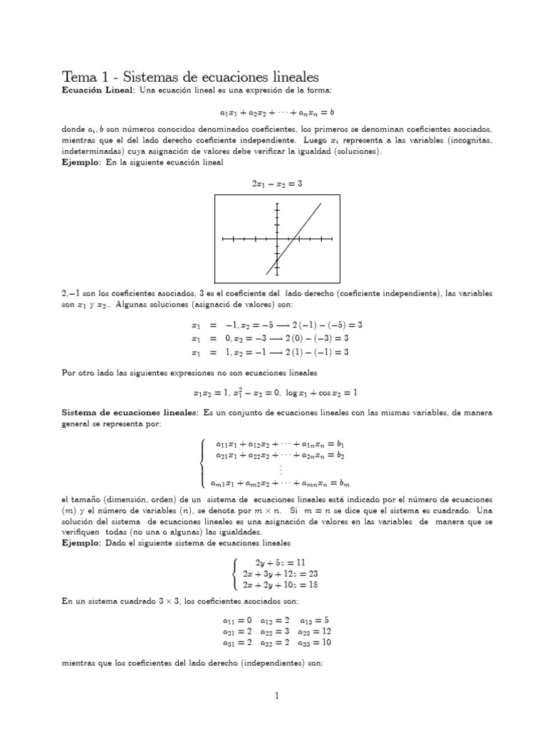 Sistemas de Ecuaciones Lineales | PDF