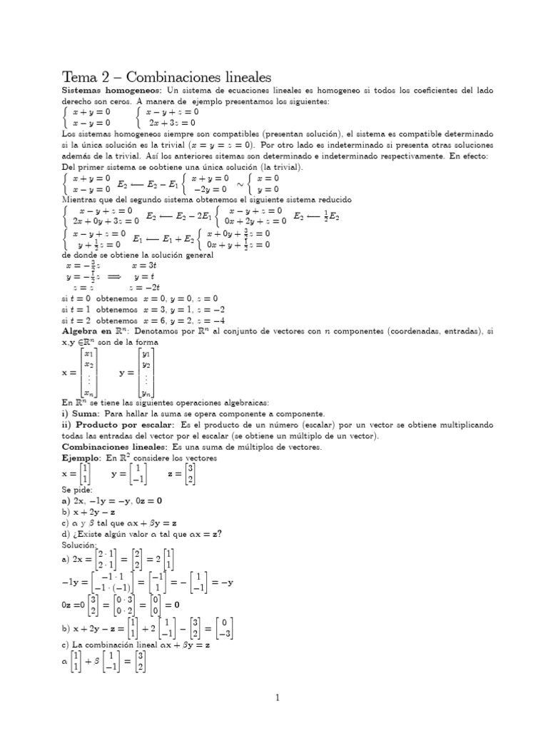 Combinaciones Lineales | PDF